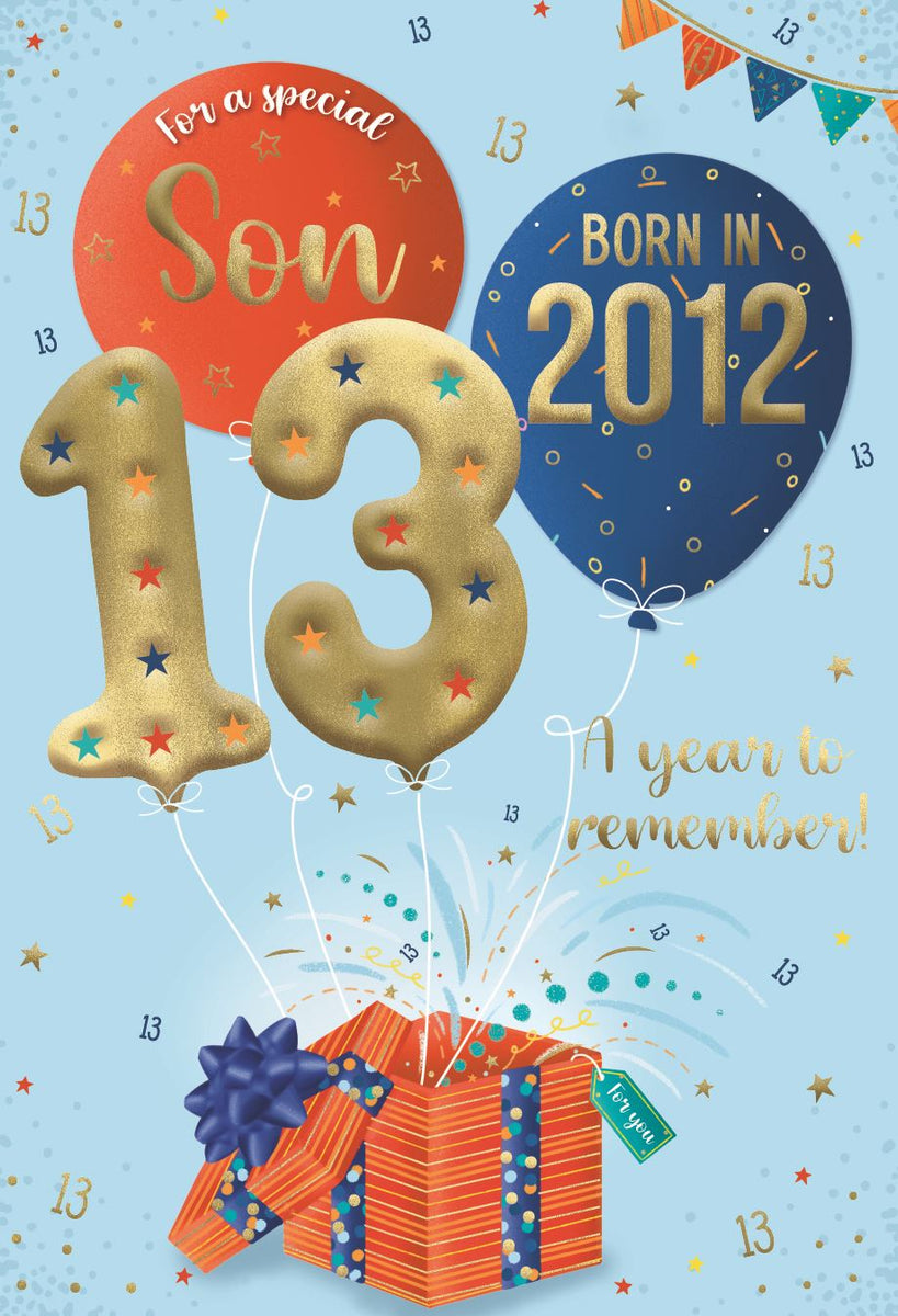 Son, Born in 2012 - 13th birthday card – Nickery Nook